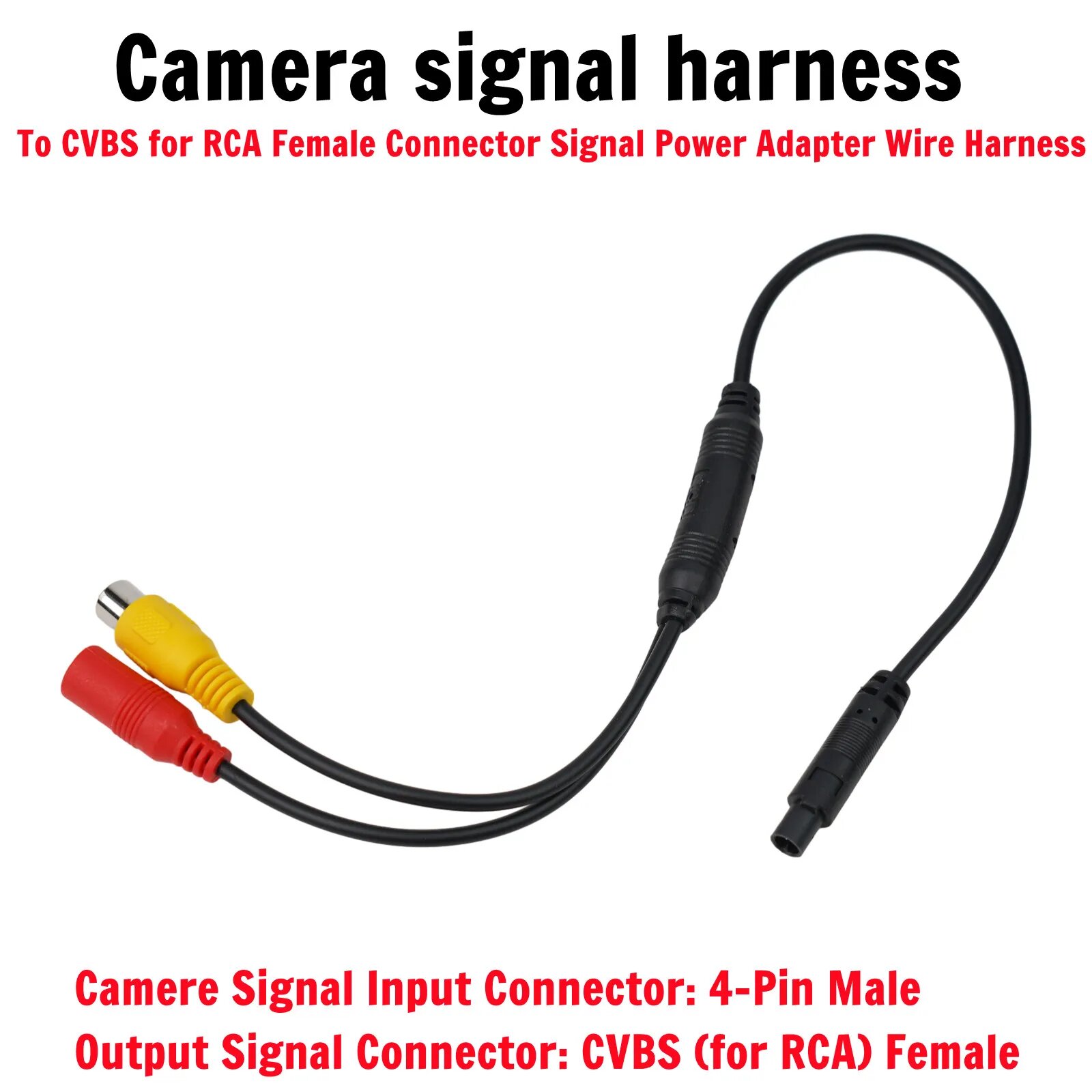 Автомобильный конверсионный кабель CVBS «папа» на 4-контактный разъем «мама» для зеркала заднего вида, DVR, парковочный монитор, подключение камеры заднего вида