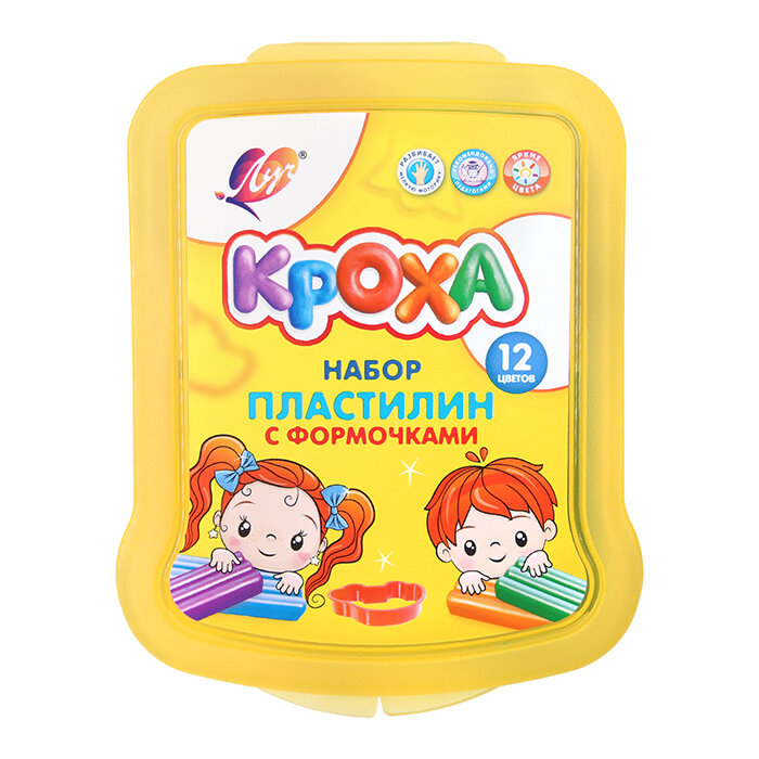 Пластилин мягкий "Кроха" в контейнере 12 цветов с формочками