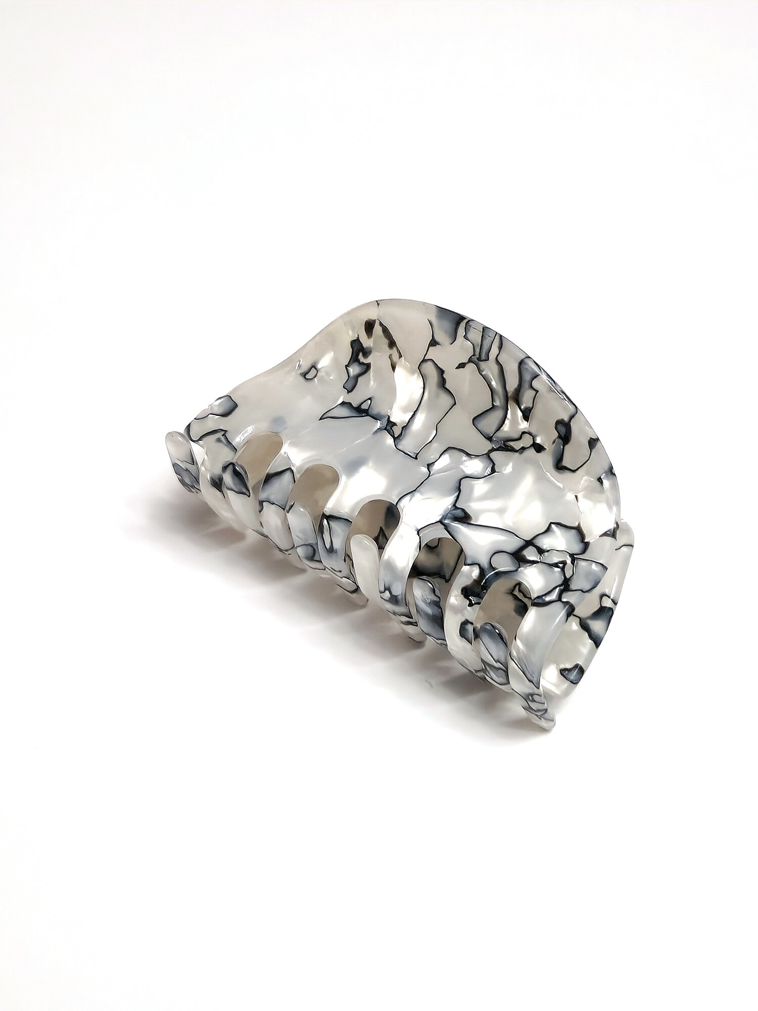 Краб для волос пластиковый 6.5 см серый гранит сильная фиксация