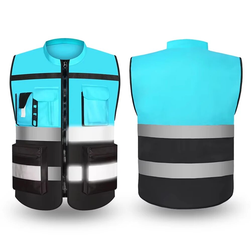 Полиэстер красный черный двухцветный защитный жилет Hi Vis XXL, Blue Black