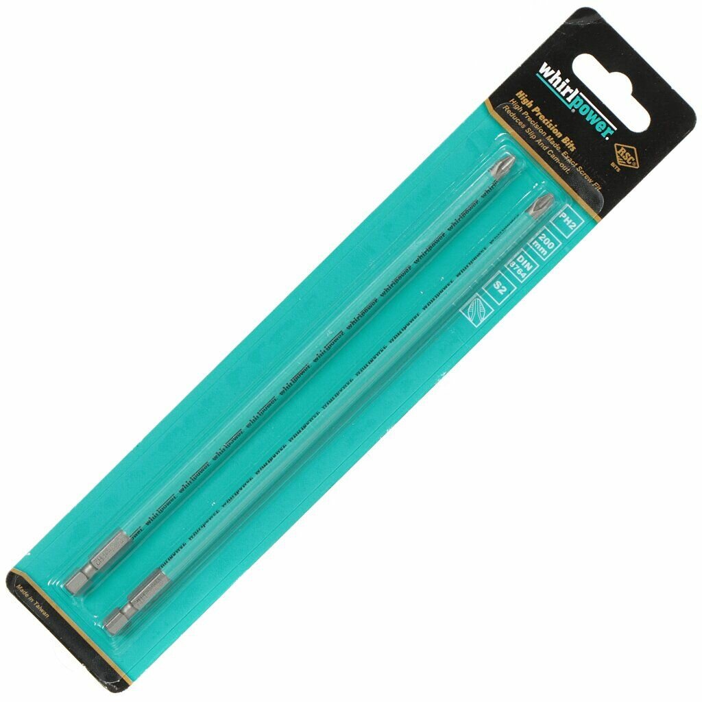 Биты Whirlpower тип наконечника PH2, 200 мм, 2 шт