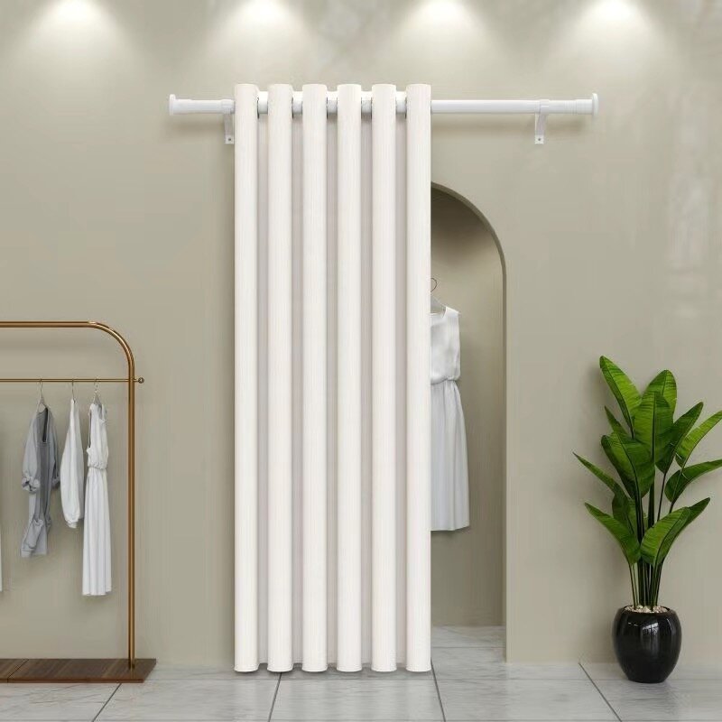 Дверная штора гармошка со складным стержнем из нержавеющей стали，100x200cM, Белый