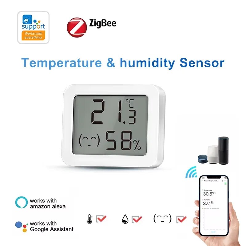 Датчик температуры и влажности ZigBee, белый, 1 шт