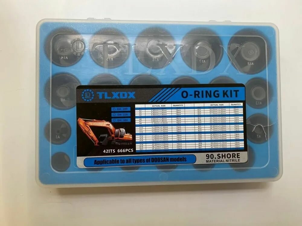 Набор колец резиновых уплотнительных О-колец TLXDX O-RING BOX HYU-666 HYUNDAI, DOOSAN, DEAWOO, VOLVO 666 штук