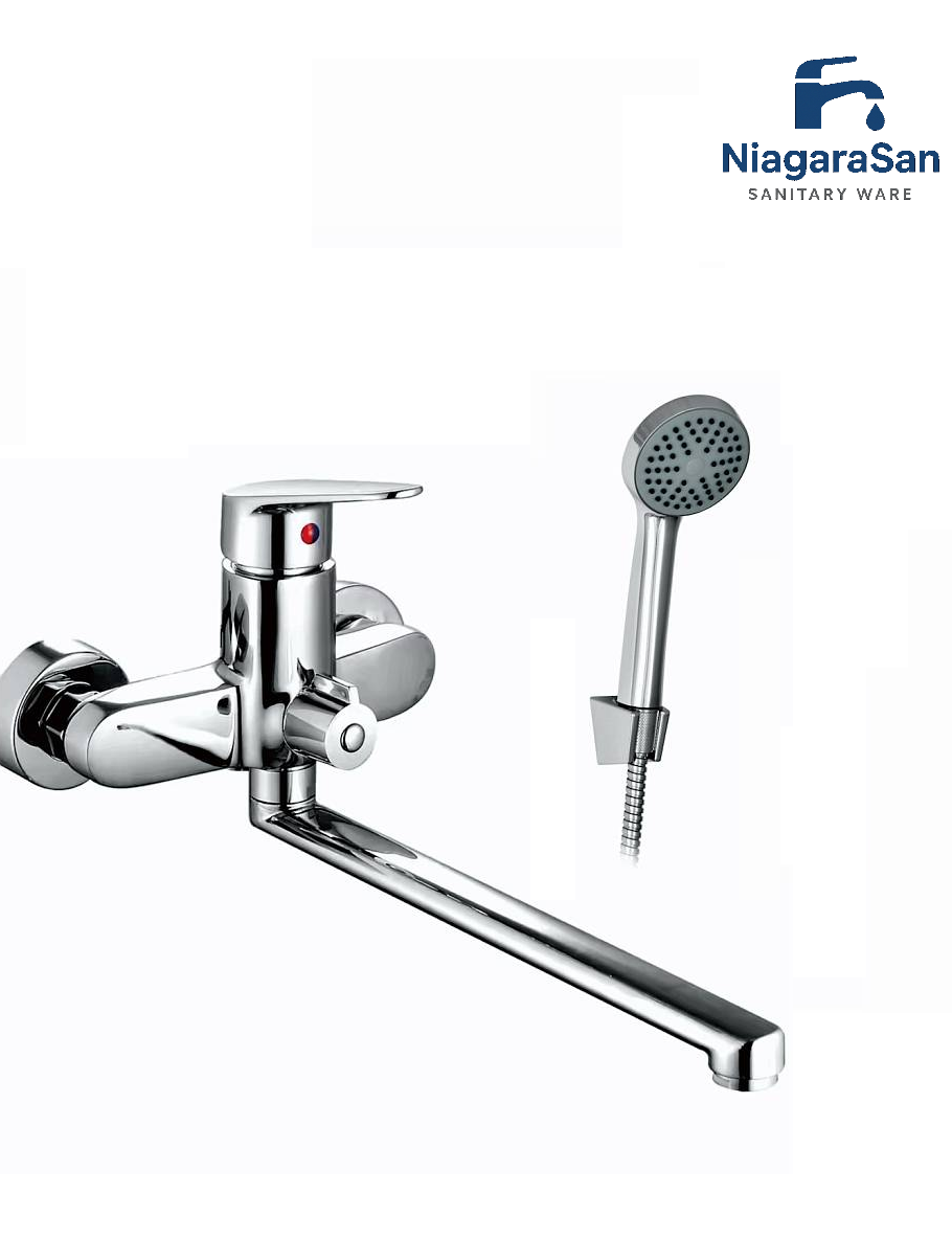 Смеситель для ванны NiagaraSan Flying Goose Plus с душем, с длинным изливом 30 см.