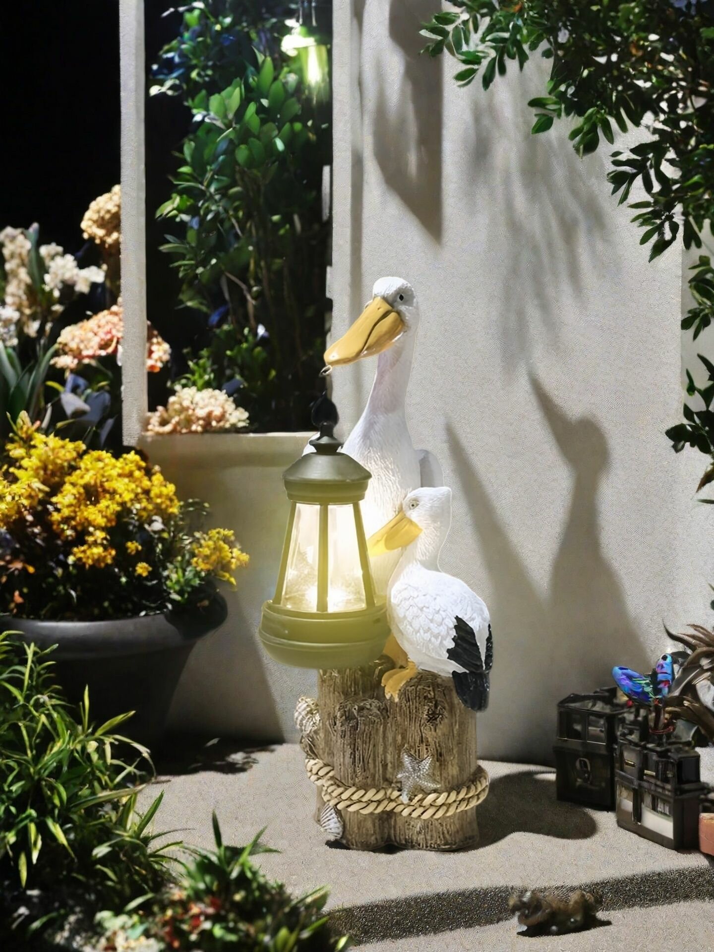 Большая садовая статуя, пеликан, солнечная лампа, Полимерный материал, 29*12*12cm