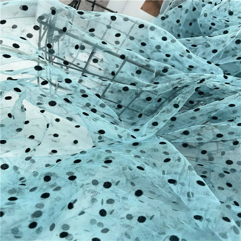 Черный тюль в горошек Findohope 5 мм 90x155cm(35inx61in), Синий