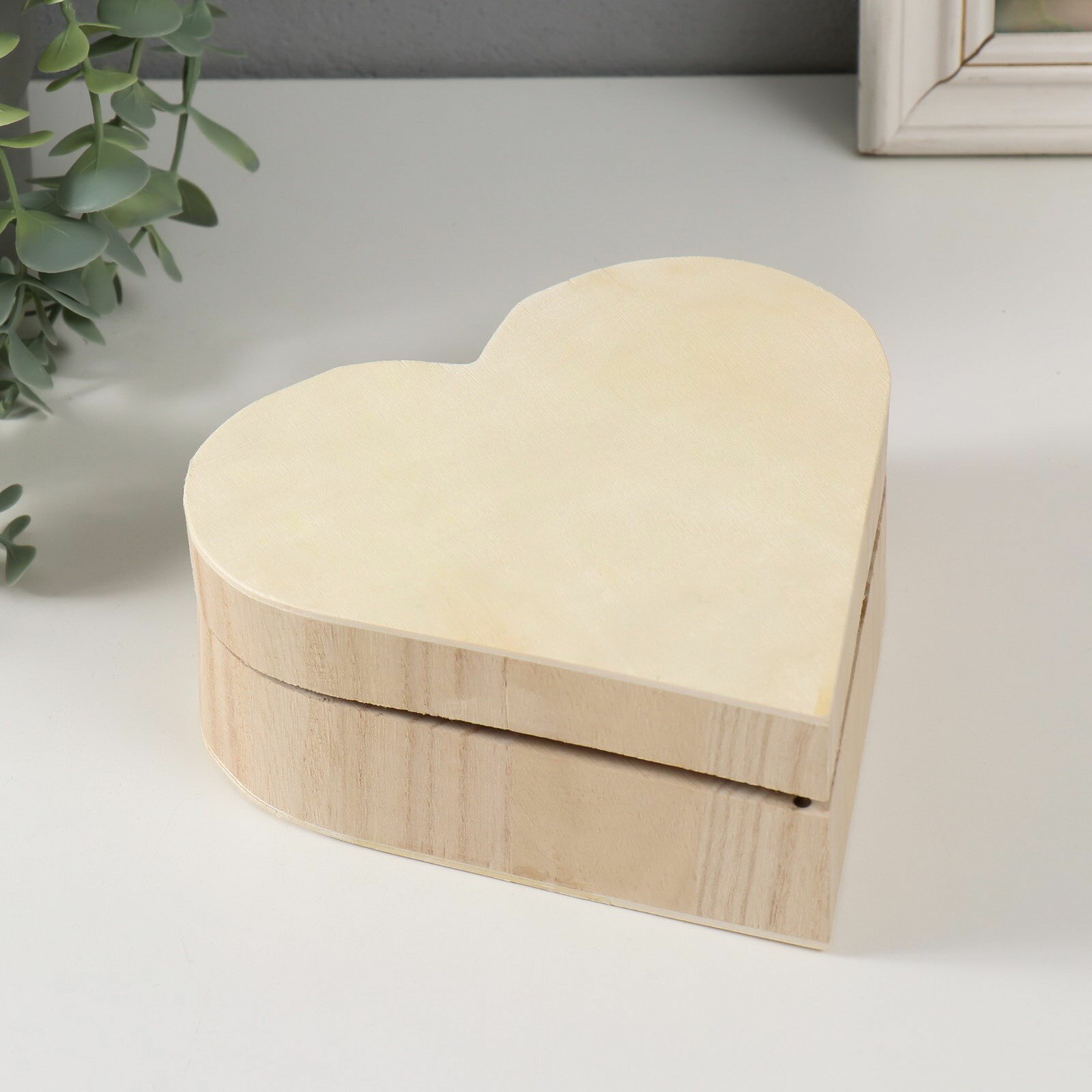 Шкатулка для росписи дерево "Сердце", основа для творчества, крышка на магнитах, 16x16x6 см