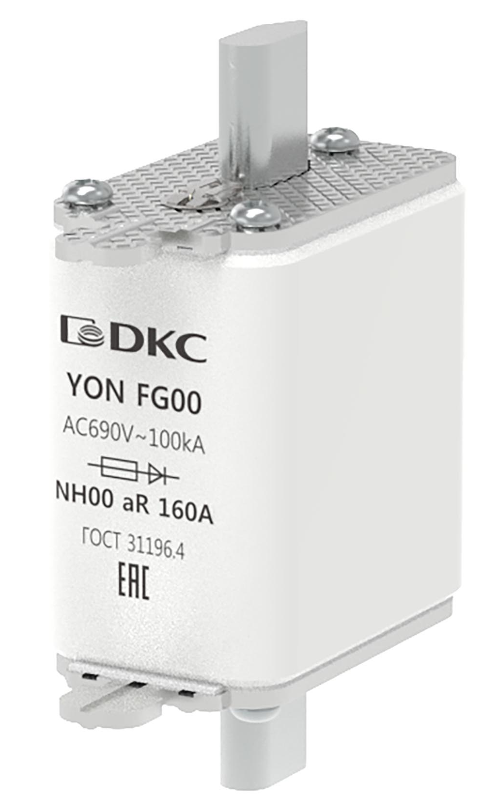Вставка плавкая DKC / ДКС YON ножевого типа FG00 160А 690V характеристика aR, 1FG00-0160-690V-AR / предохранитель