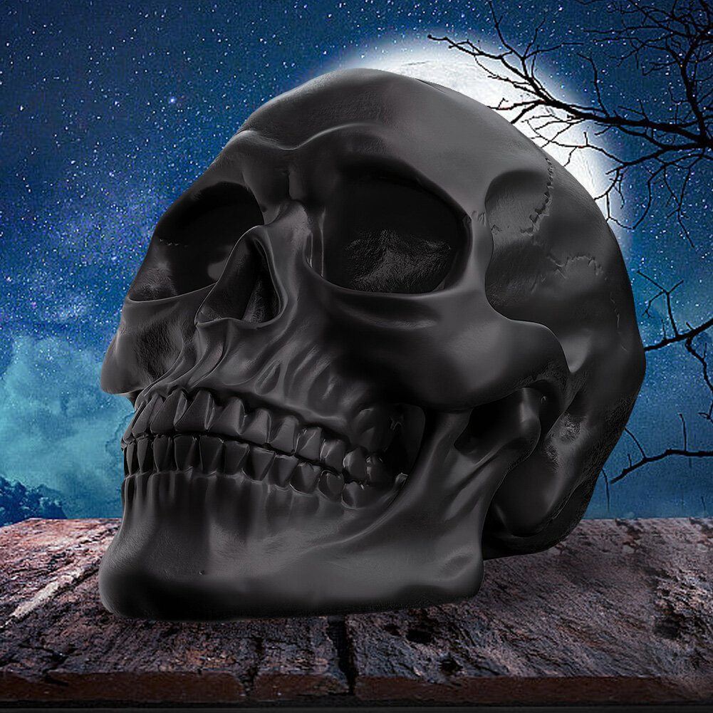 Модель головы черепа на Хэллоуин в натуральную величину статуэтка ужаса черепа для декора праздничной вечеринки