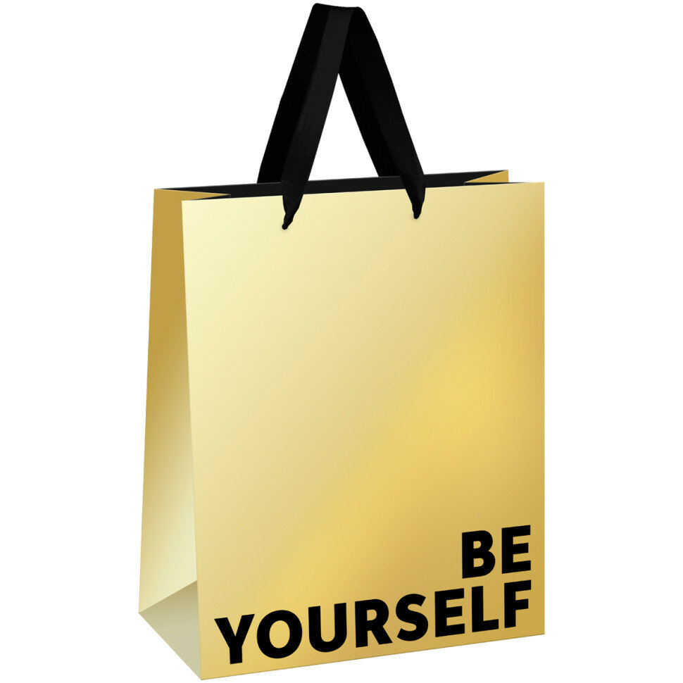 Пакет подарочный 26*32*12см MESHU "Be yourself", металлизированный картон, 371155