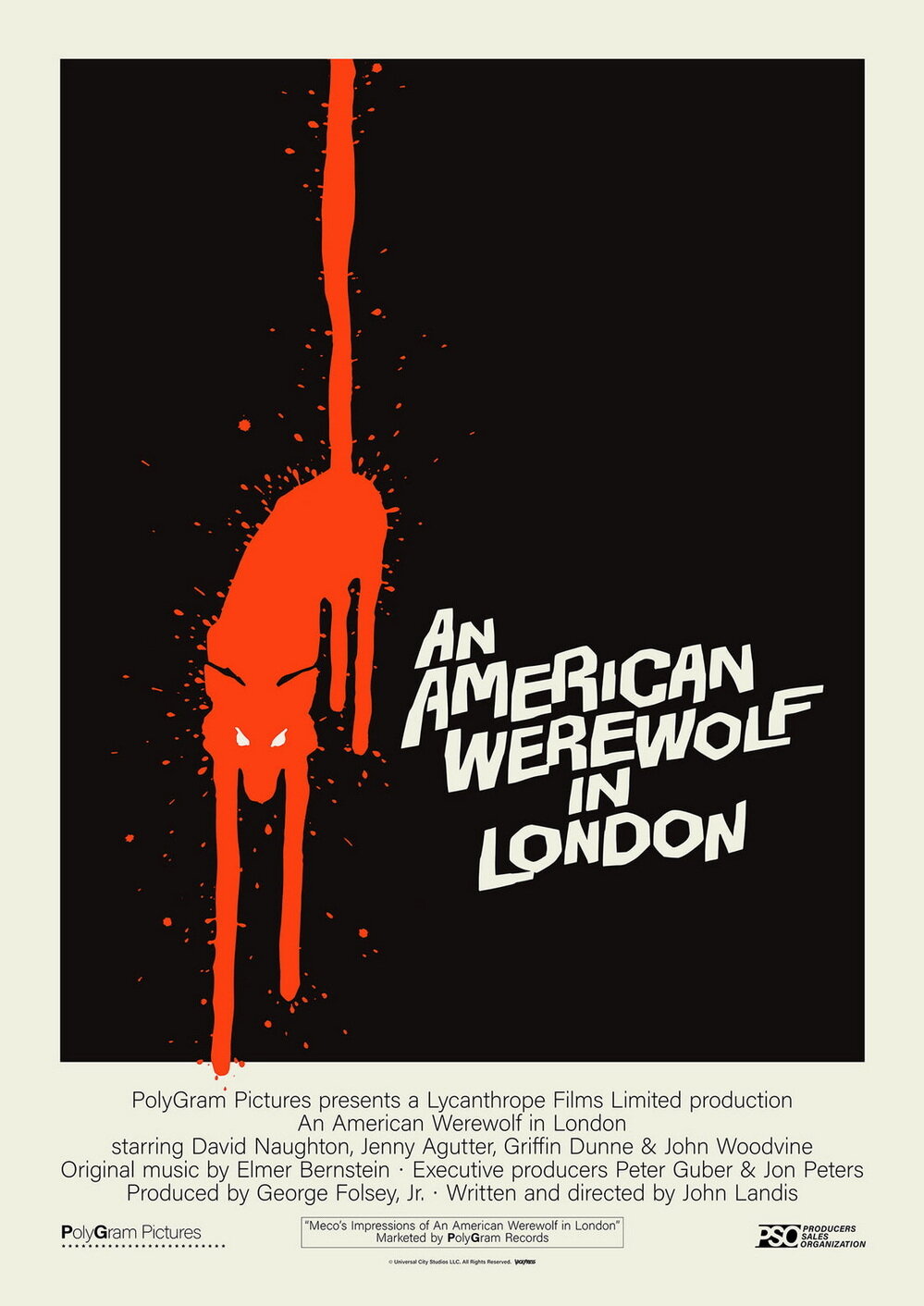 Плакат, постер «Американский оборотень в Лондоне»** An American Werewolf in London** на бумаге, размер 42х60см