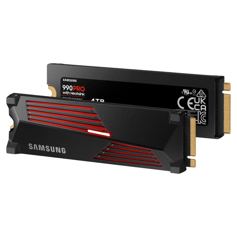 Твердотельный накопитель Samsung SSD 990 PRO MZ-V9P4T0CW, 4000GB, M.2(22x80mm), NVMe 2.0, PCIe 4.0 x4, V-NAND TLC, R/W 7450/6900MB/s, IOPs 1 400 000/1 550 000, DRAM buffer 4096MB, TBW 2400, DWPD 0.33, with Heatsink, гарантия 1 ГОД