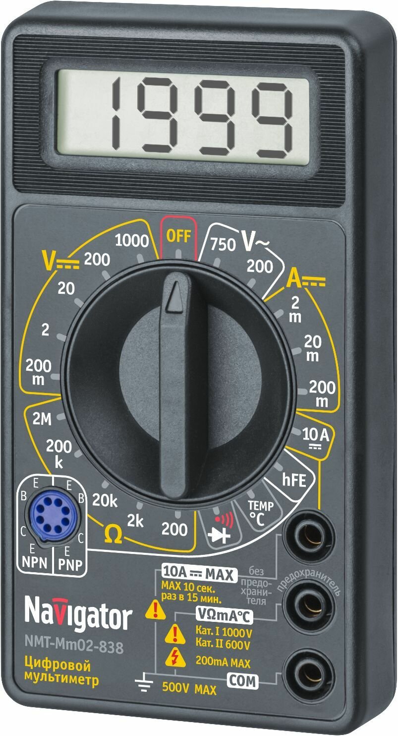 Мультиметр цифровой с прозвонкой Navigator NMT-Mm02-838
