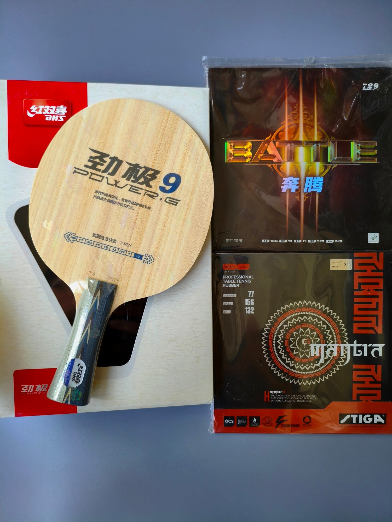 Сборка ручной работы липучка + тензор DHS PG9 / Stiga mantra H + 729 battle 3