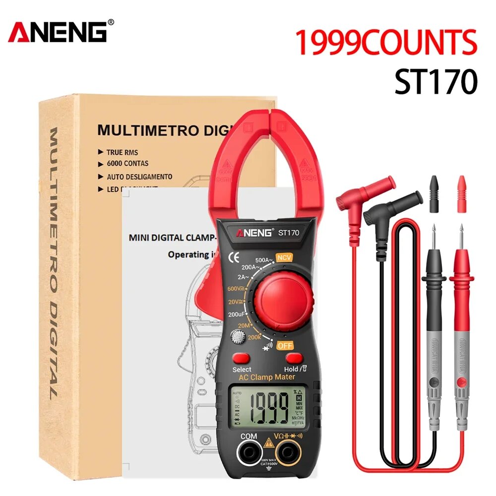 ANENG ST170 цифровые клещи мультиметр, красный