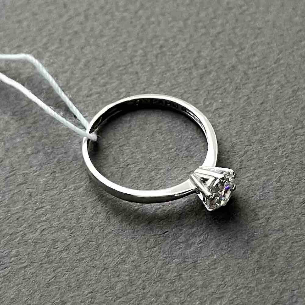 Кольцо помолвочное, белое золото, 585 проба, родирование, фианит