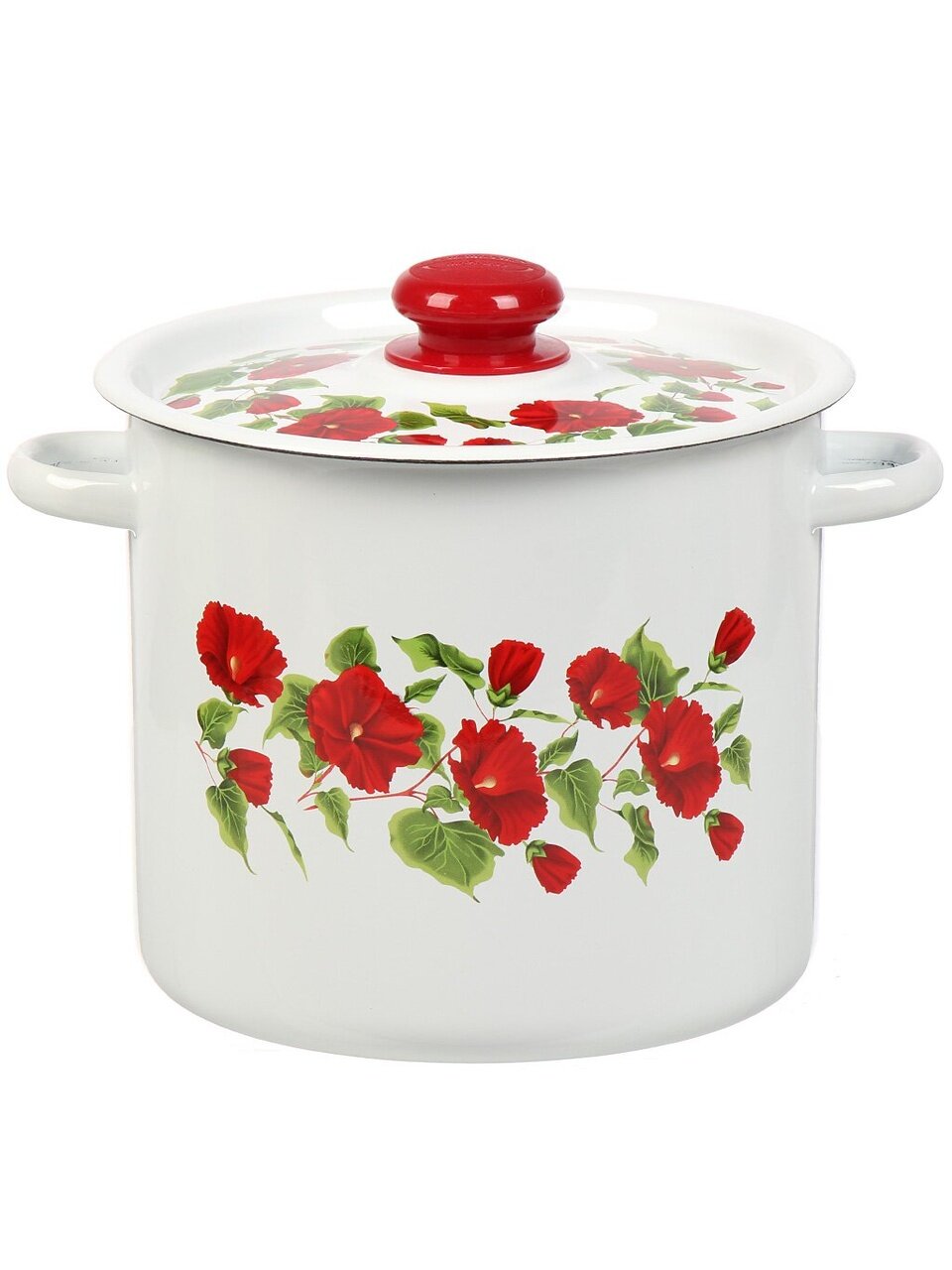 Кастрюля эмалированная сталь, 5.5 л, с крышкой, крышка сталь, пластиковая кнопка, цилиндрическая, Сибирские товары, С1617.39