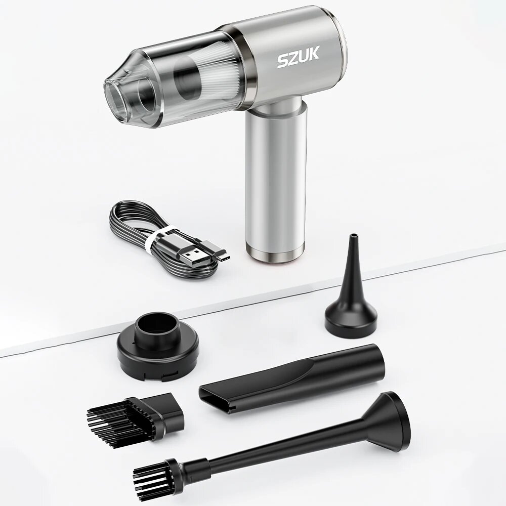 SZUK Небольшой автомобиль пылесос мощный очиститель портативный портативный автомобильный компьютер для продувки домашнего беспроводного пылесоса, Sliver