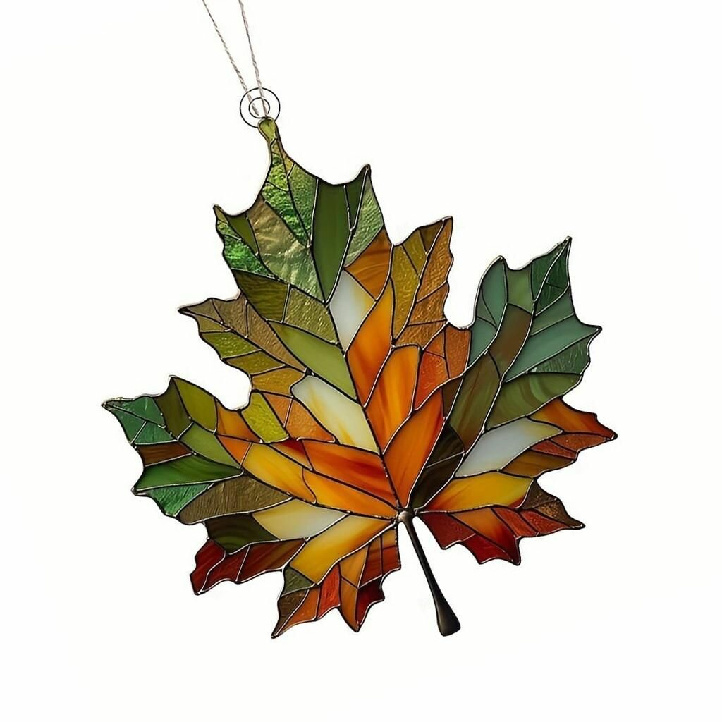 Подвеска в виде кленового листа с плоской печатью-зеленый