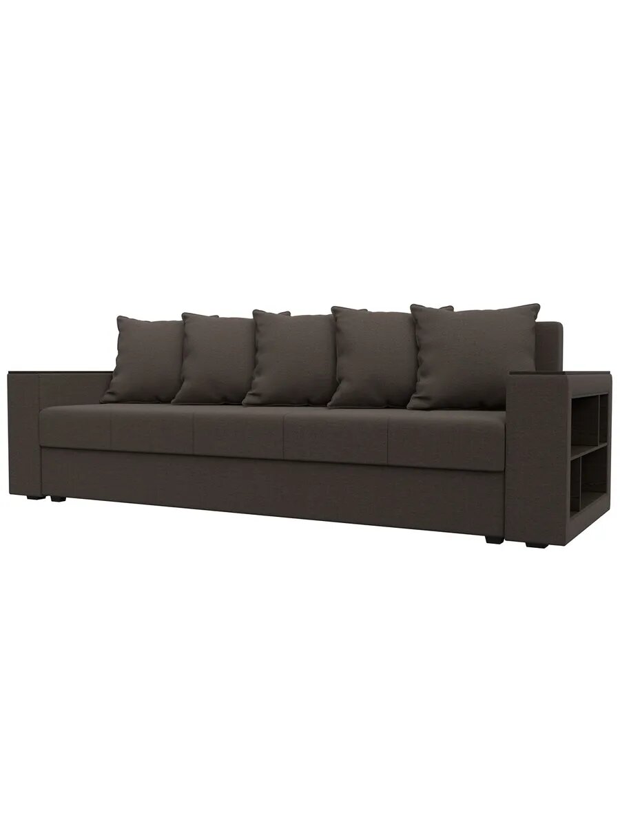 Диван прямой Регина, 237x81x81 см, со спальным местом 196х117 см, с ящиком для белья, полки справа, рогожка