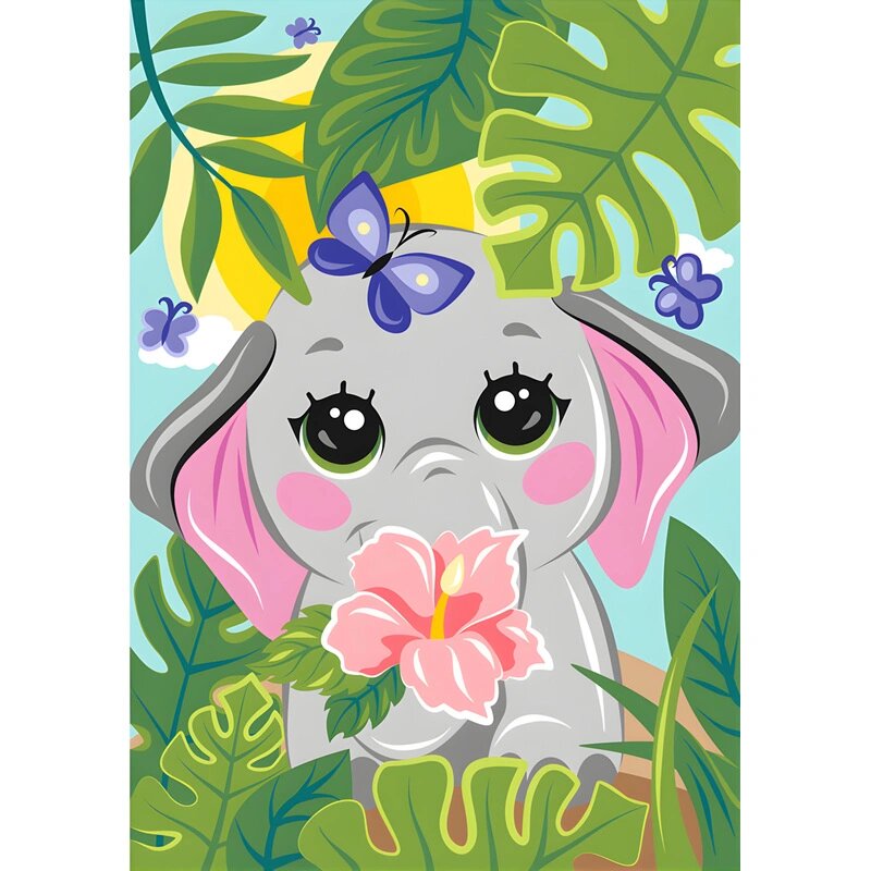 Картина по номерам для малышей Солнечный слоник, Ркн-062