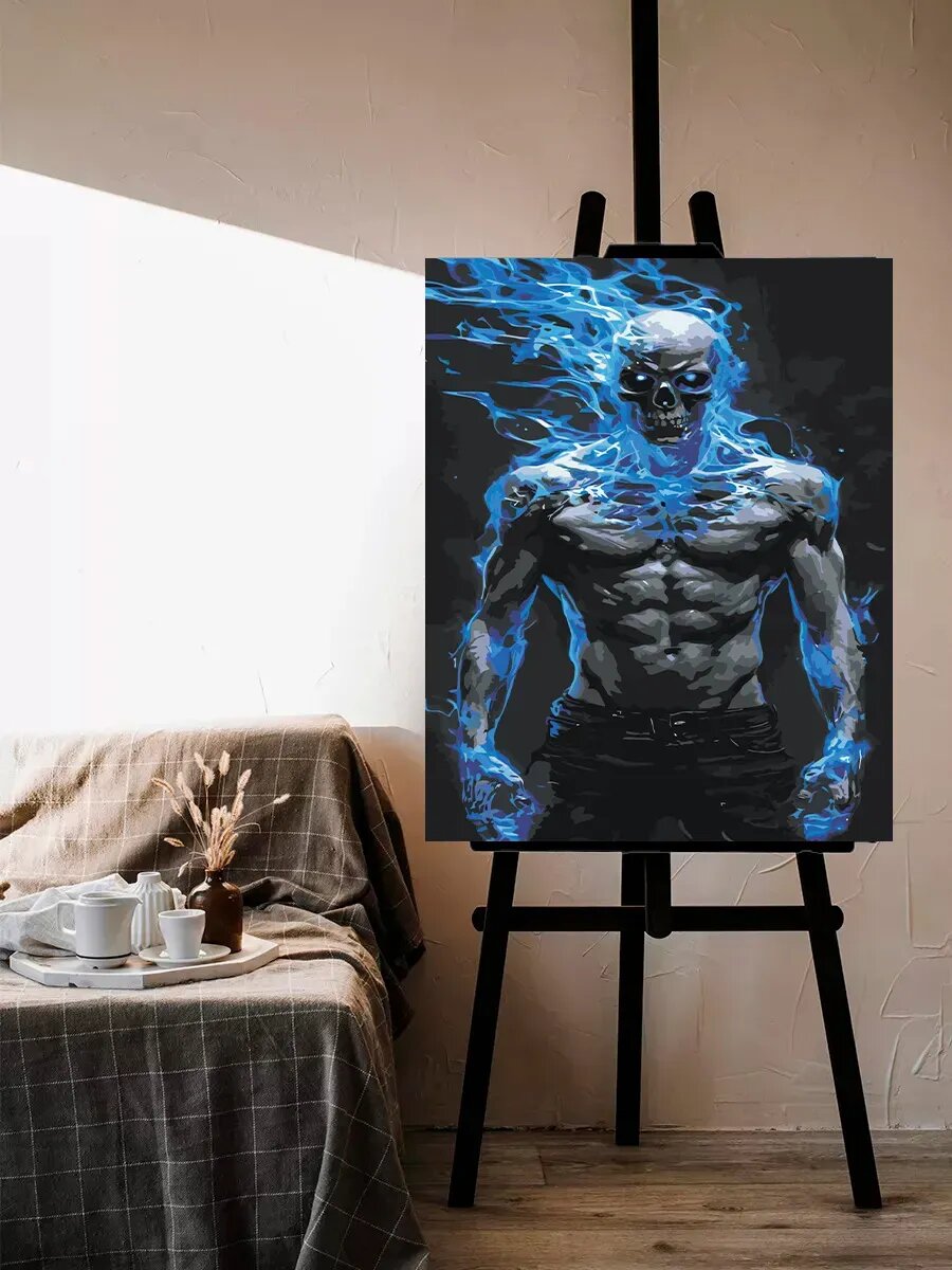 Картина по номерам Призрачный Гонщик Скелет Марвел