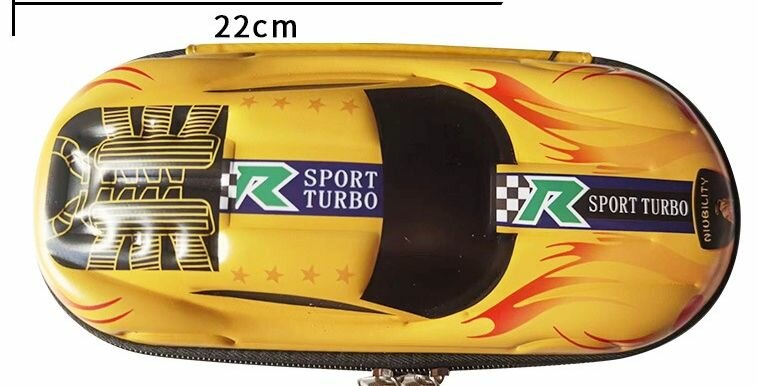 Школьный пенал, 3D, в форме спортивного автомобиля, для начальной школы, жёлтый