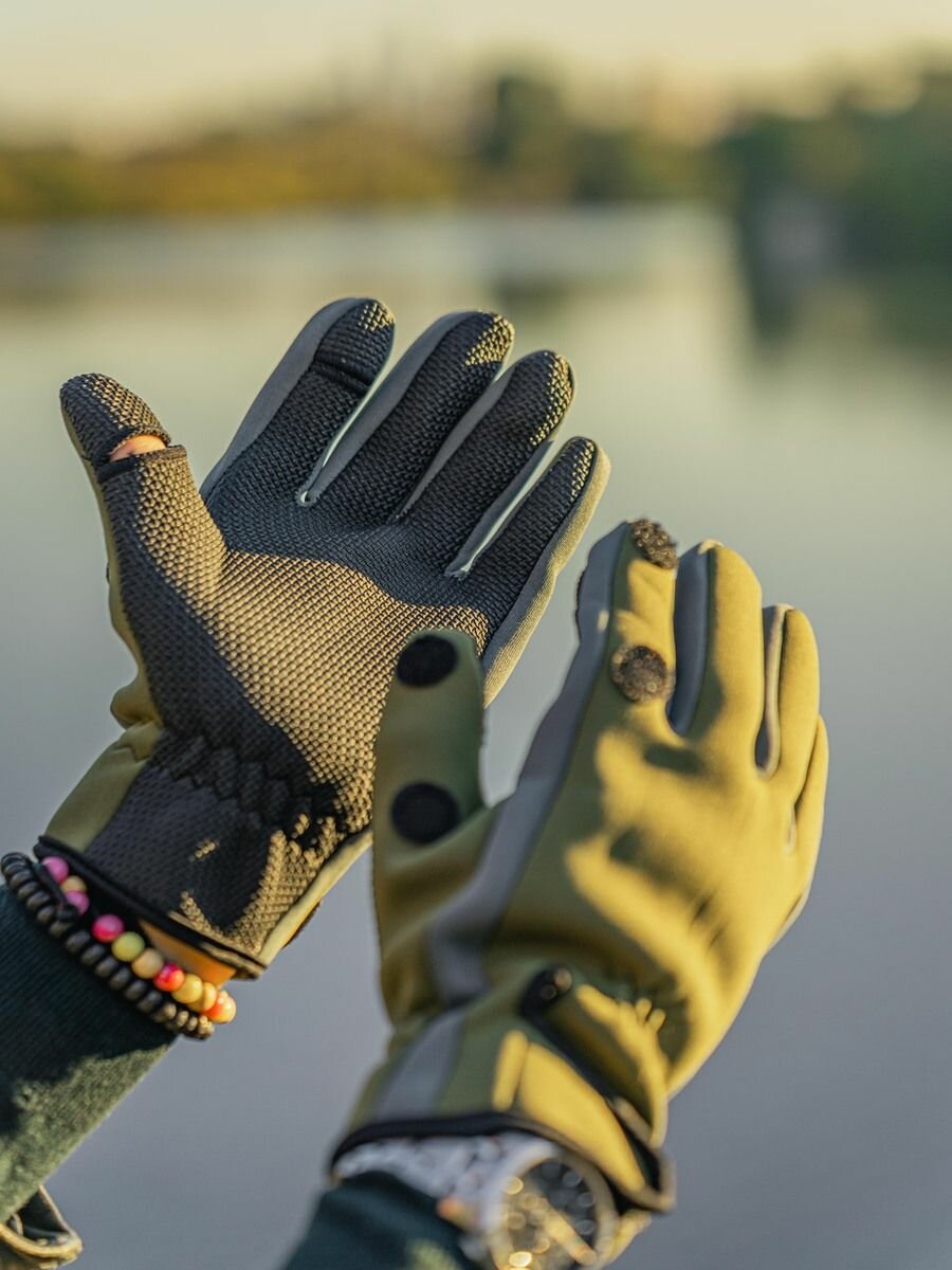 Перчатки  для мужчин, размер универсальный, зеленый — фото 1