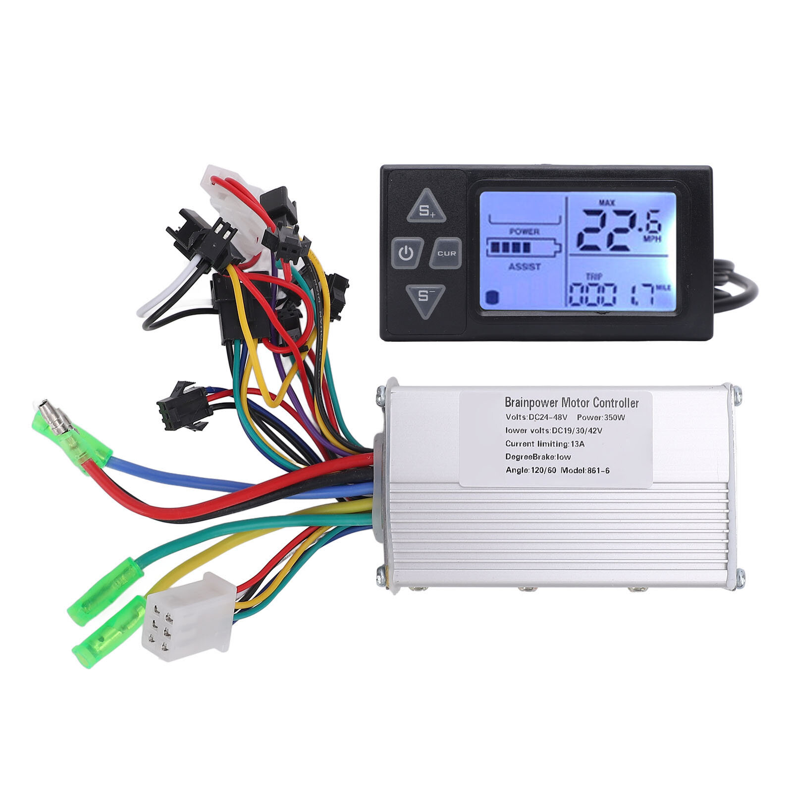 Контроллер бесщеточного двигателя 24–48 В 350 Вт с ЖК-дисплеем LCD861, влагозащищенный комплект