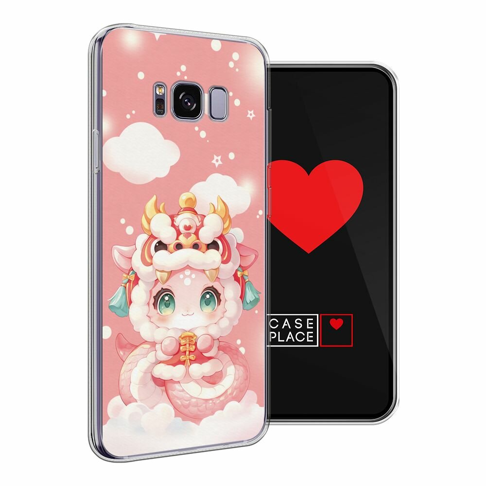 Чехол на Samsung Galaxy S8 + / Самсунг Галакси С8 Плюс с принтом Розовая китайская змейка 1 — фото 1