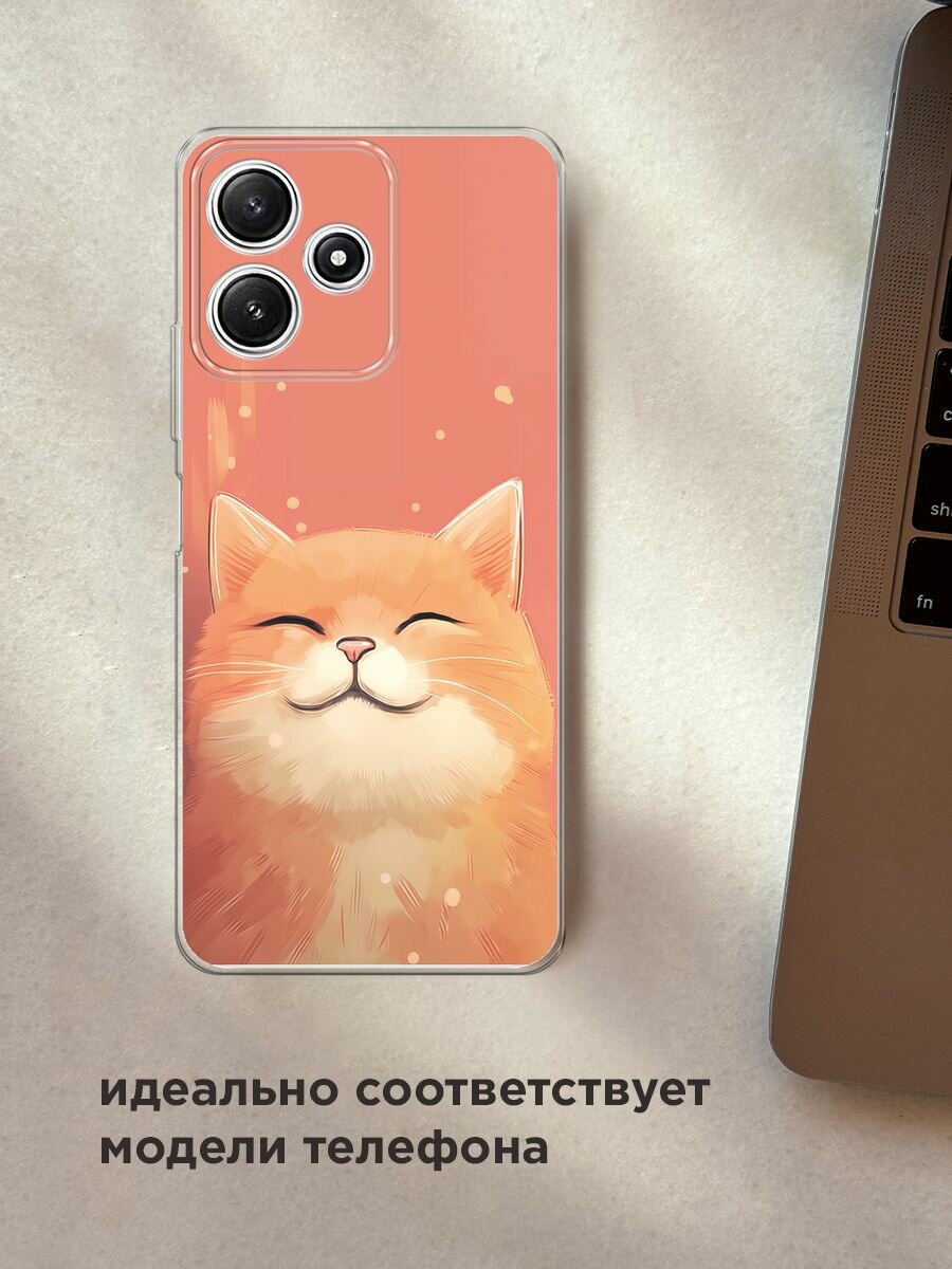 Чехол на Xiaomi Redmi 12 / Сяоми Редми 12 с принтом "Довольный рыжий котик" — фото 1