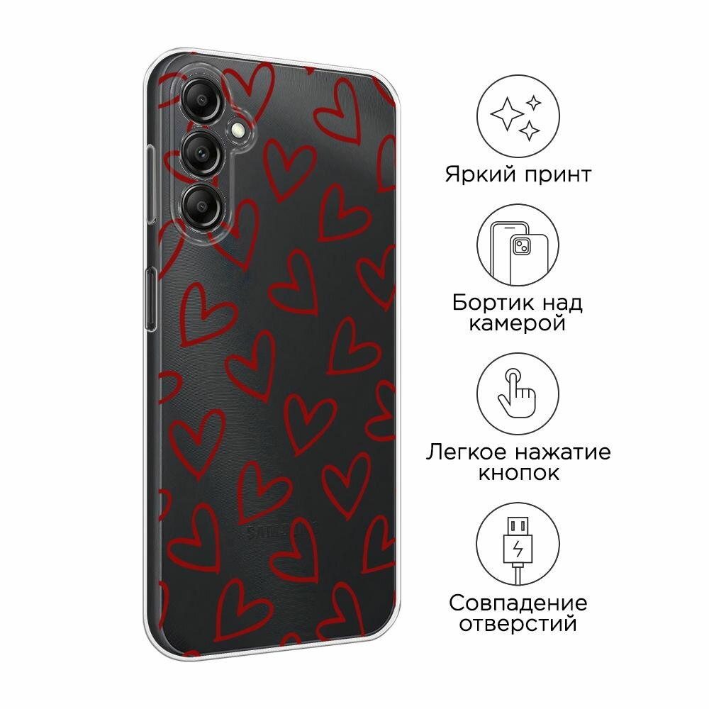 Чехол на Samsung Galaxy A15 / Самсунг А15 с принтом "Little hearts doodles 2 - 14 февраля", прозрачный — фото 1