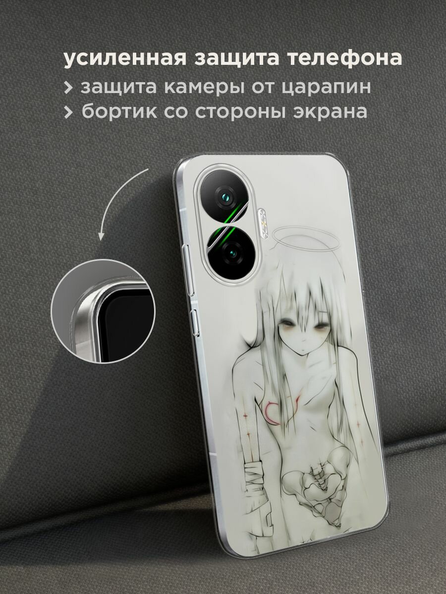 Чехол на Poco F7 / Поко F7 с принтом "Аниме рисунок чёрно-белый" — фото 1