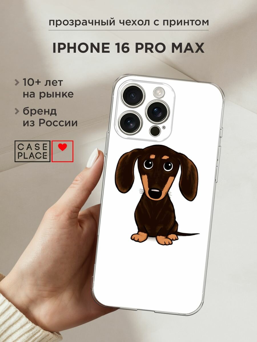 Чехол на Apple iPhone 16 Pro Max / Айфон 16 Про Макс с принтом "Маленькая такса"