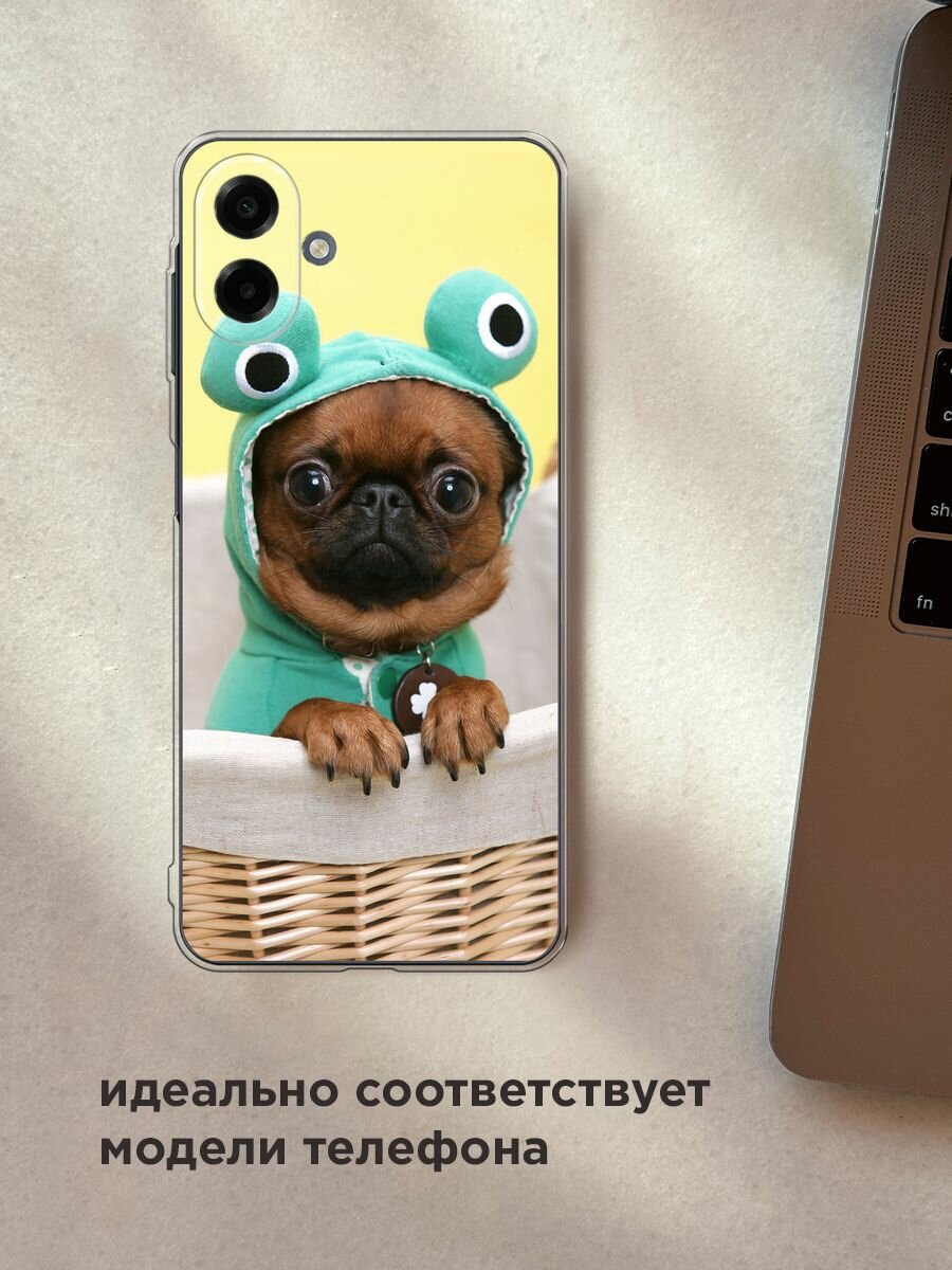 Чехол на Samsung Galaxy A07/A08 / Самсунг А07/А08 с принтом "Собачка в шапке лягушки" — фото 1