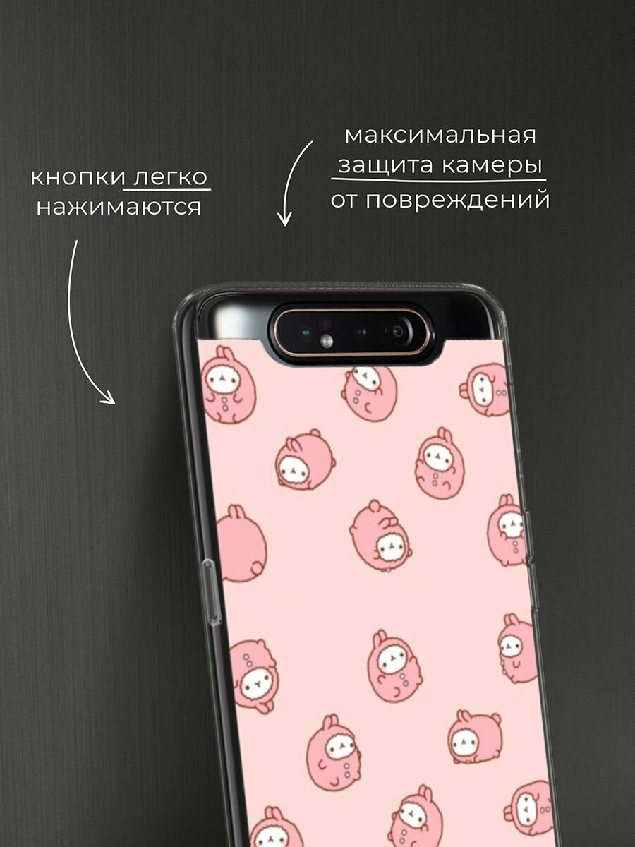 Чехол на Samsung Galaxy A80 / Самсунг Гэлакси A80 с принтом "Зайчики в капюшонах" — фото 1