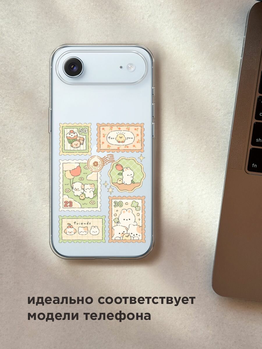 Чехол на Apple iPhone Air / Айфон Айр с принтом "Милые марки", прозрачный — фото 1