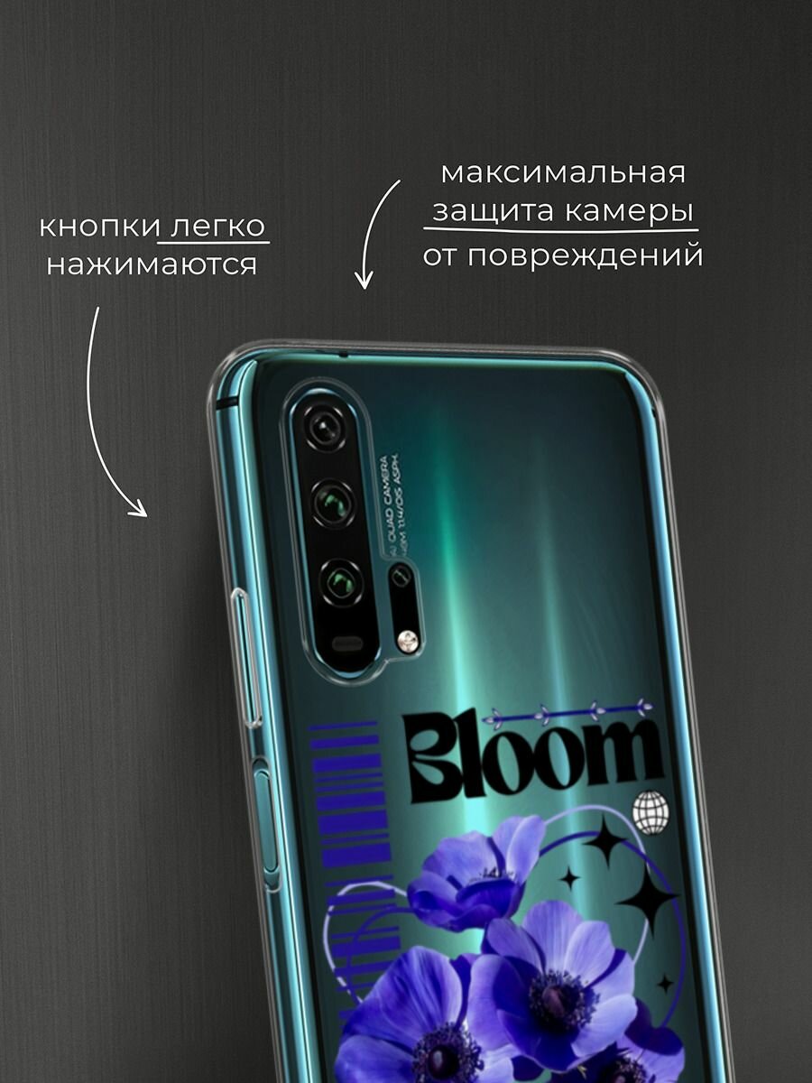 Чехол на Honor 20 Pro / Хонор 20 Про с принтом "Завораживающие анемоны", прозрачный — фото 1