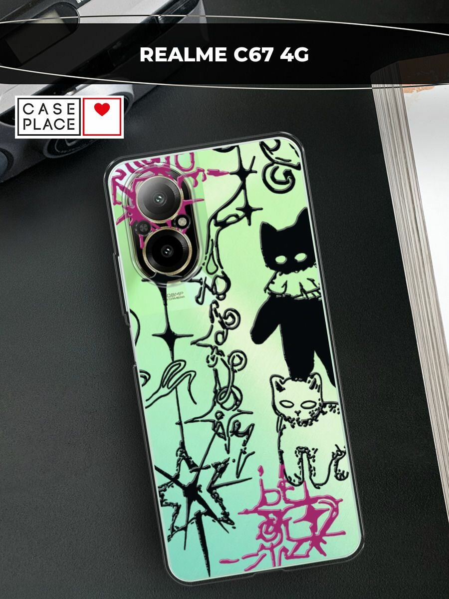 Чехол на Realme C67 4G / Реалми C67 4G с принтом "Готические котики"