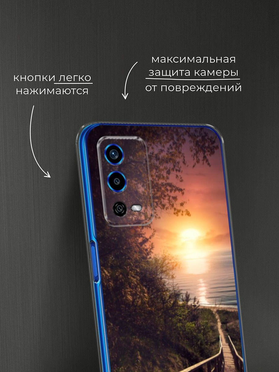 Силиконовый чехол на Oppo A55 4G / Оппо А55 4G с принтом "Мост у воды" — фото 1