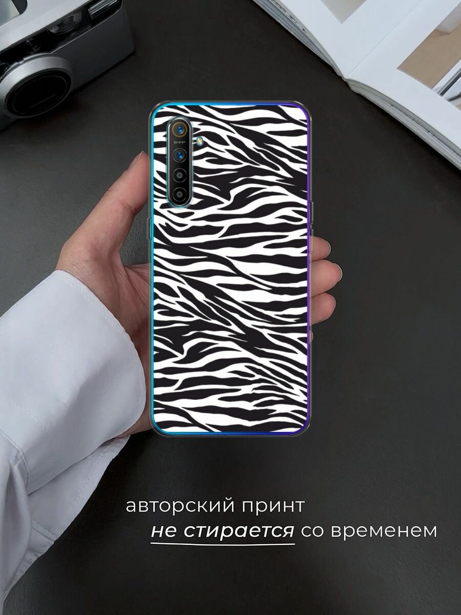 Силиконовый чехол на Realme XT / Реалми XT с принтом "Принт зебра" — фото 1