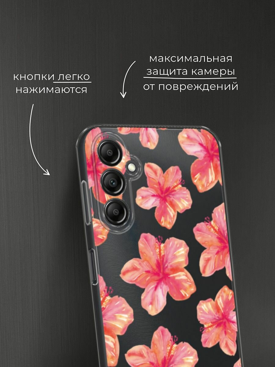 Чехол на Samsung Galaxy A15 / Самсунг А15 с принтом "Pink flowers" — фото 1