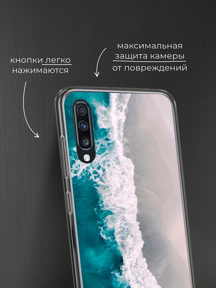 Чехол на Samsung Galaxy A70 / Самсунг Галакси А70 с принтом "Бирюзовые волны" — фото 1