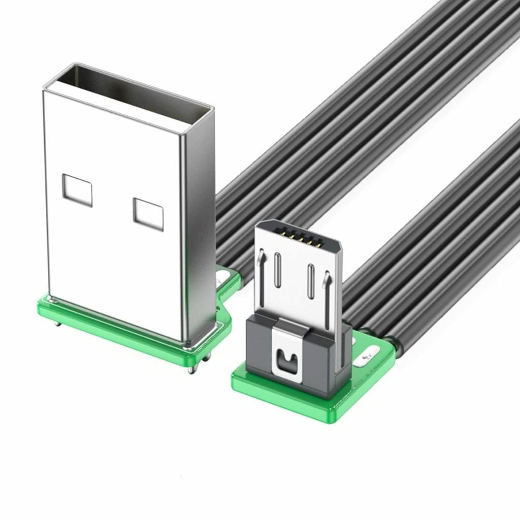 90 градусов USB до 5PIN DOWN BEAND DATA CABLE 5V2A зарядка Провода Easy Access Совместимость со многими гаджетами, 0.5m - Подключенный USB