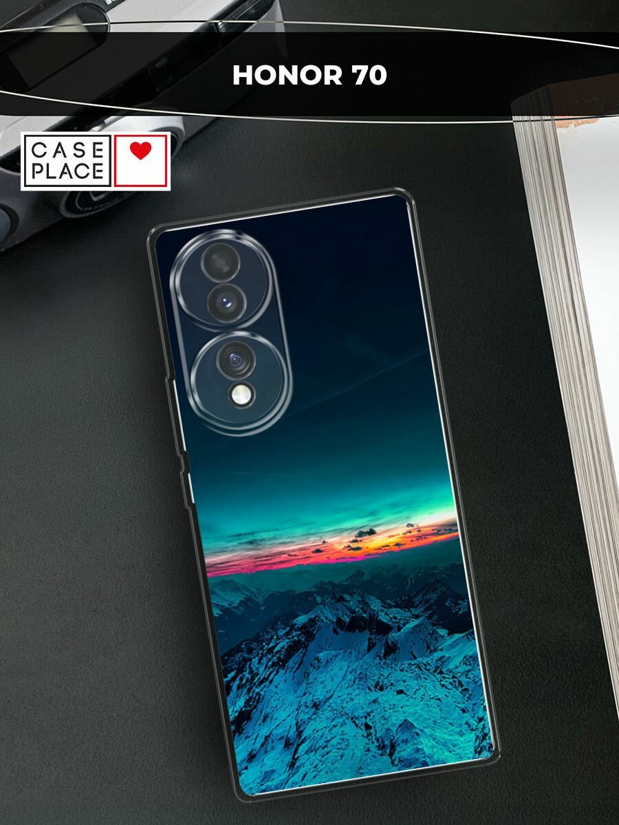 Силиконовый чехол на Honor 70 / Хонор 70 с принтом "Закат в горах"
