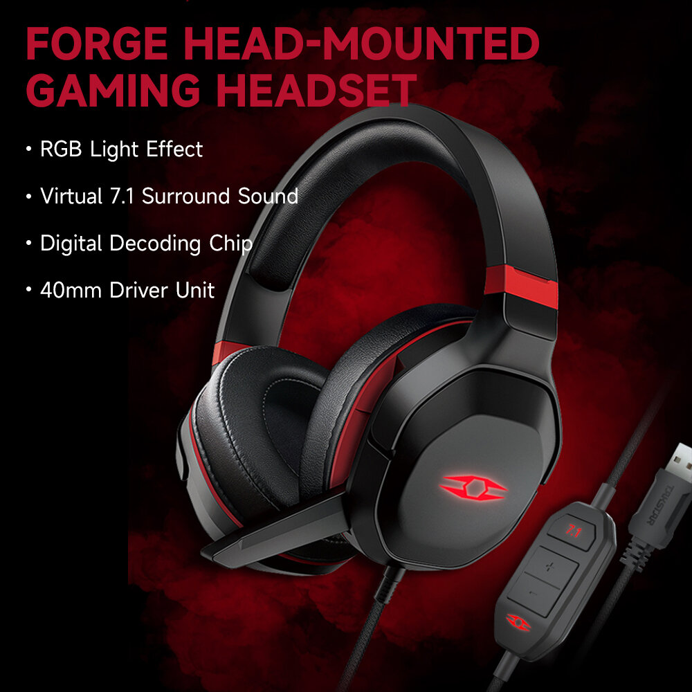 Игровая гарнитура LIBERTY GAMER FORGE, виртуальный 7.1, 40 мм драйверы, RGB подсветка