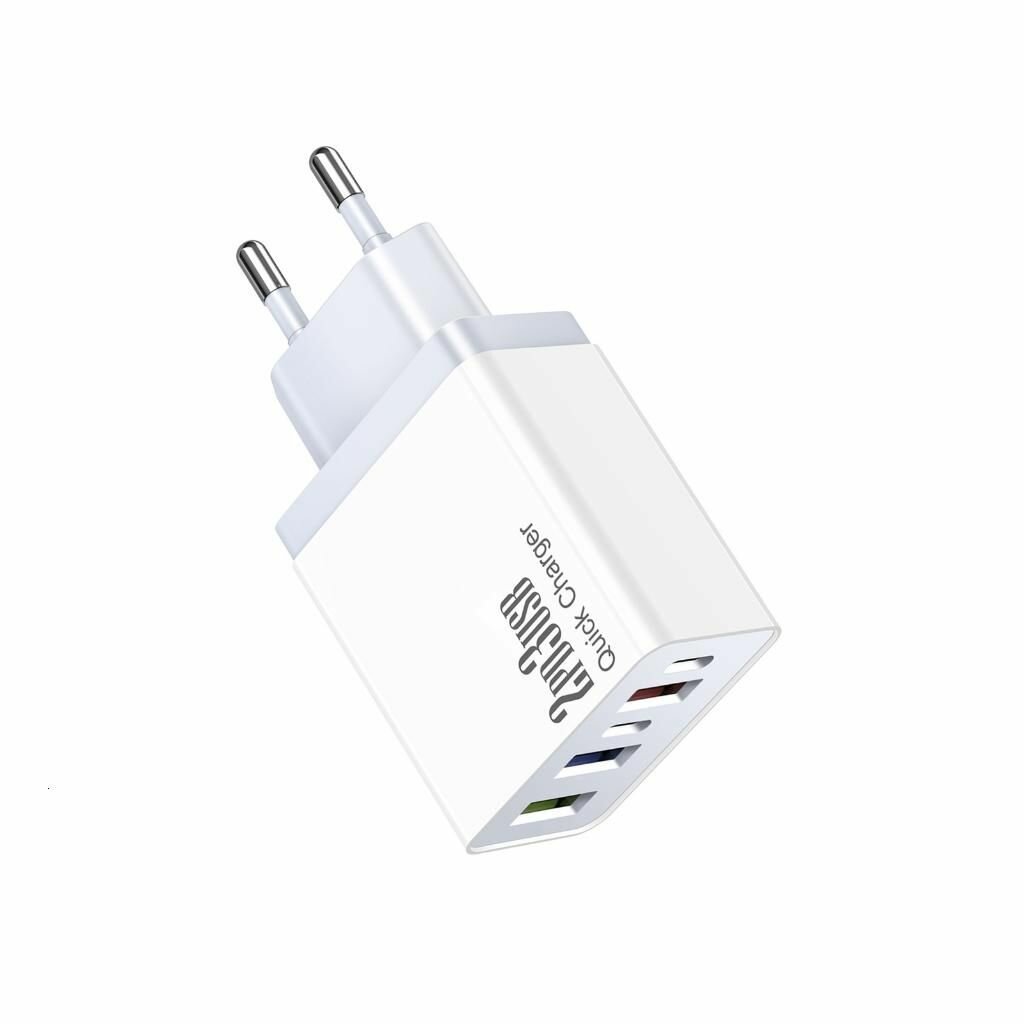 Европейские зарядные устройства для нескольких устройств с 2 PD и 3 USB-портами для дома и путешествий, Белый