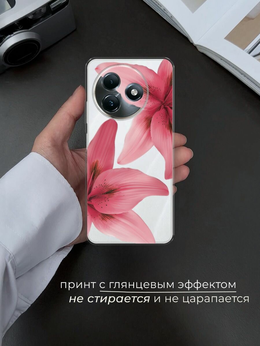 Чехол на Itel S24 / Ител S24 с принтом "Pink flower" — фото 1