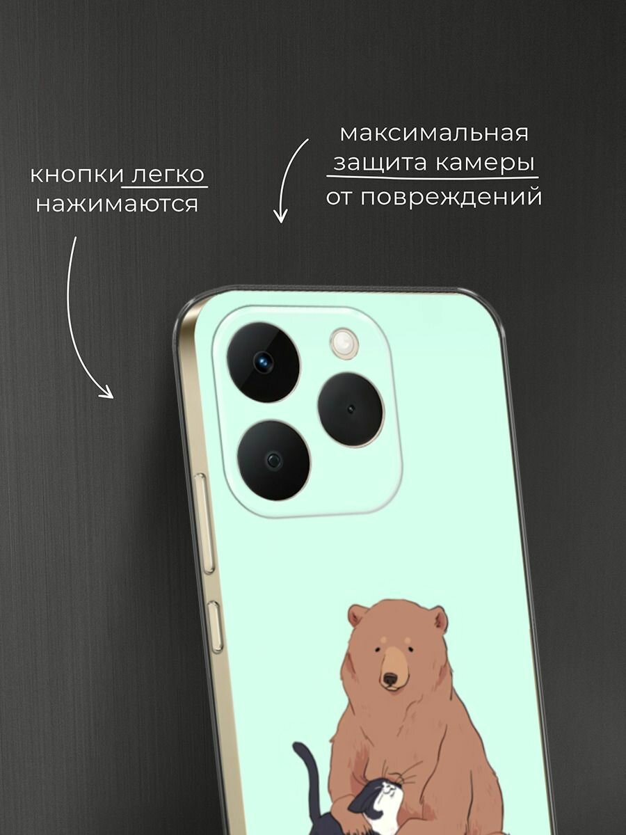 Чехол на Realme 15T / Реалми 15Т с принтом "Медведь и кошка дружба" — фото 1